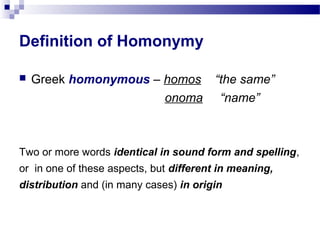 Lecture 6 homonyms | PPT
