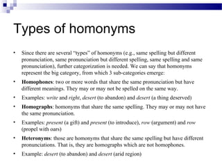 Lecture 6 homonyms | PPT