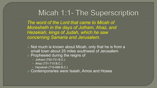 Lecture 6; micah judgment, hope, and promise | PPTX