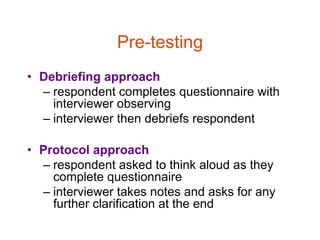 Questionnaire design & admin | PPT