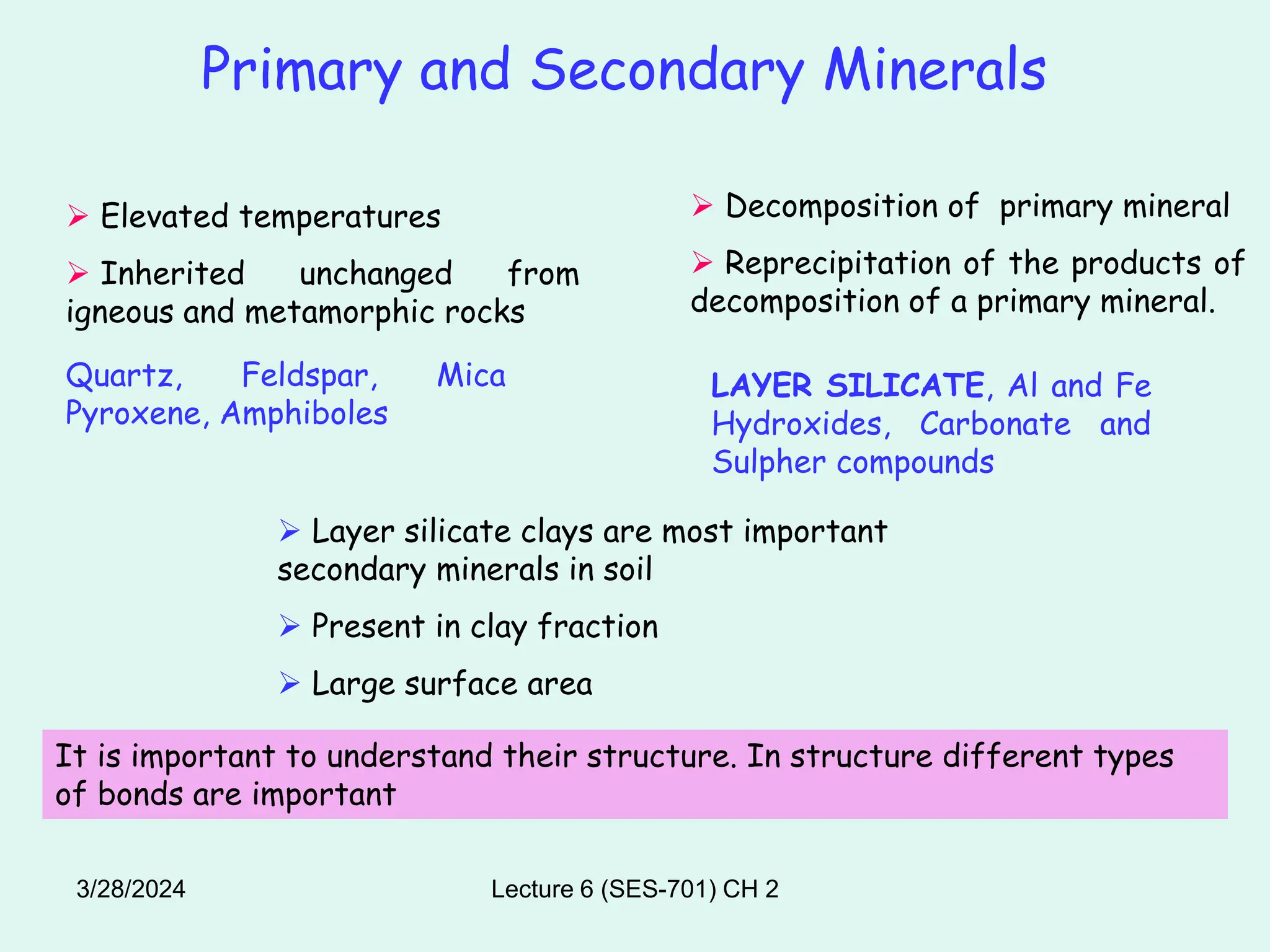 Chemical Composition of Soil-Lecture 6 (SES-701) CH. 2.ppt