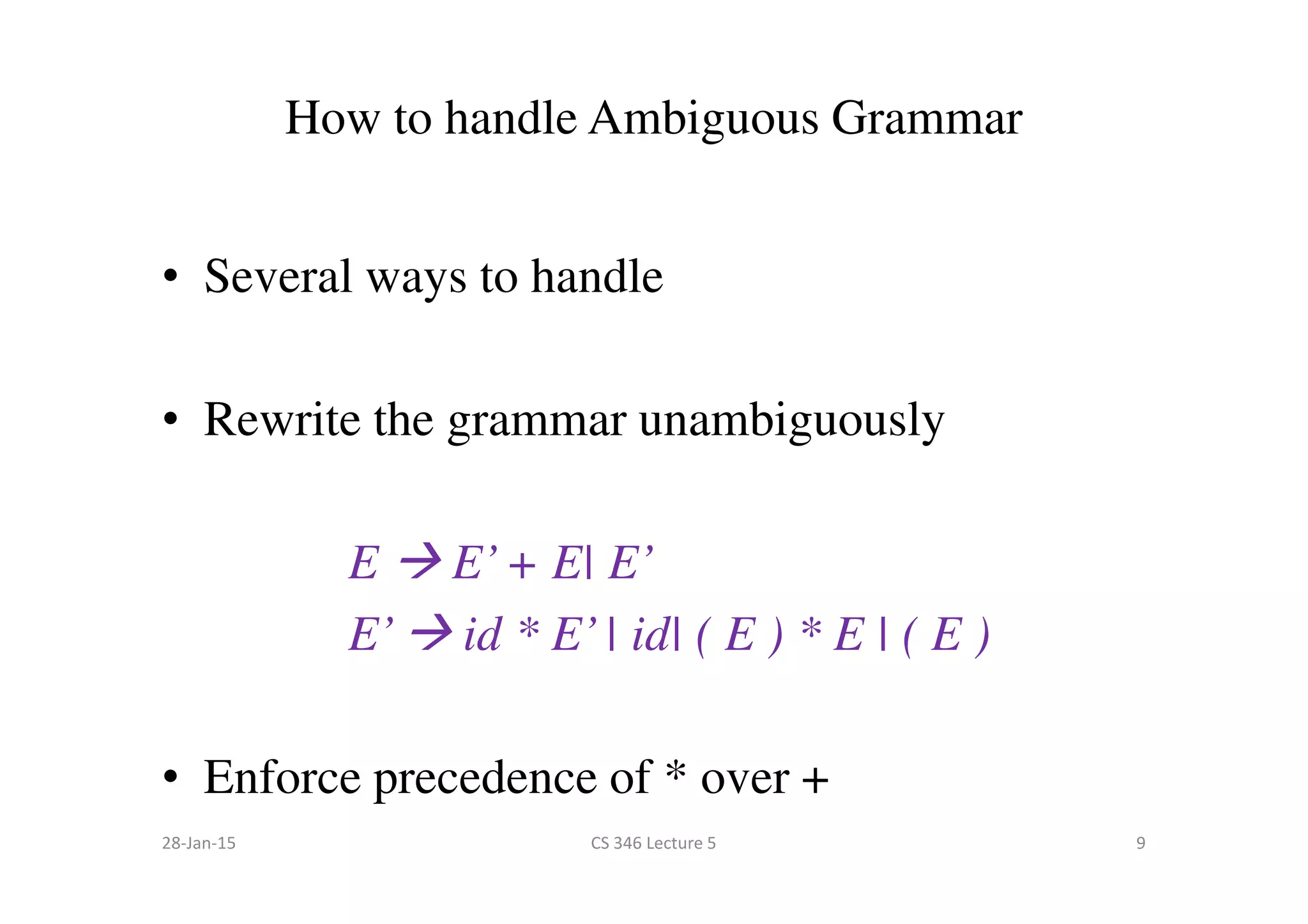Lecture6 syntax analysis_2 | PPT