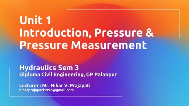 3. Pressure Measurement | Hydraulics | Fluid Mechanics | Civil ...