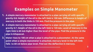 3. Pressure Measurement | Hydraulics | Fluid Mechanics | Civil ...