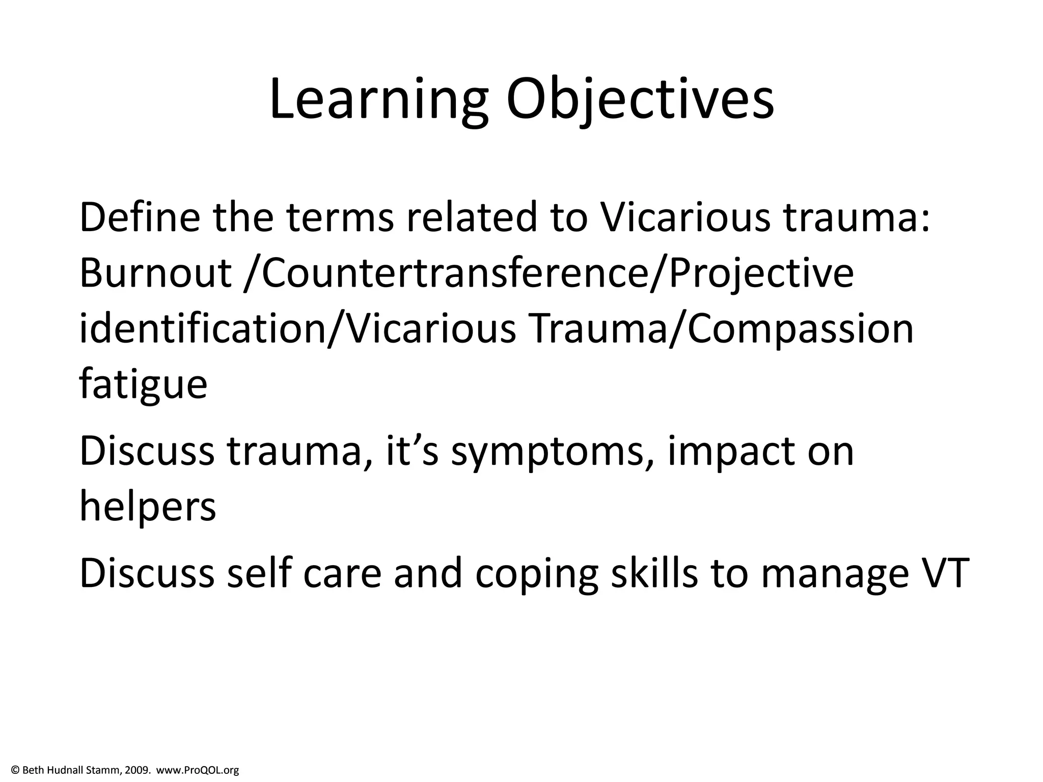 Lecture 6 vicarious traumatisation in complex trauma therapy | PPTX