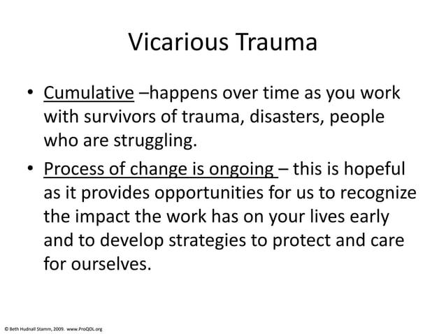 Lecture 6 vicarious traumatisation in complex trauma therapy | PPTX