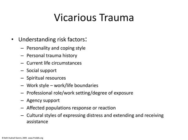 Lecture 6 vicarious traumatisation in complex trauma therapy | PPTX