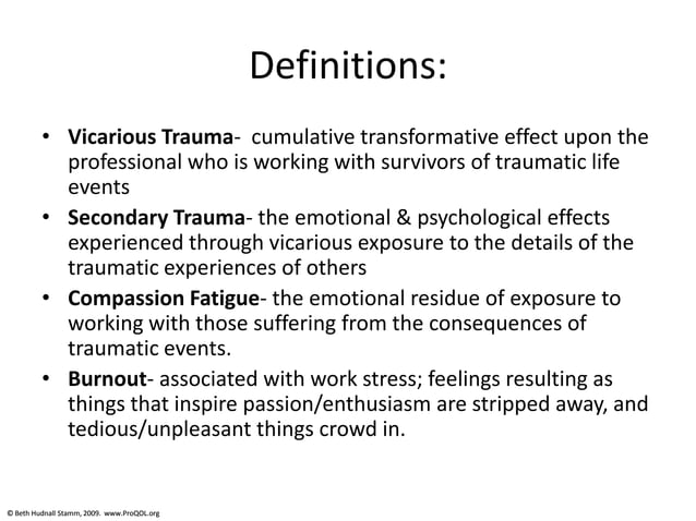 Lecture 6 vicarious traumatisation in complex trauma therapy | PPTX