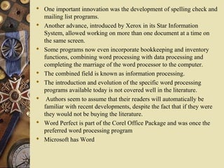 word processing history | PPT