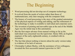 word processing history | PPT