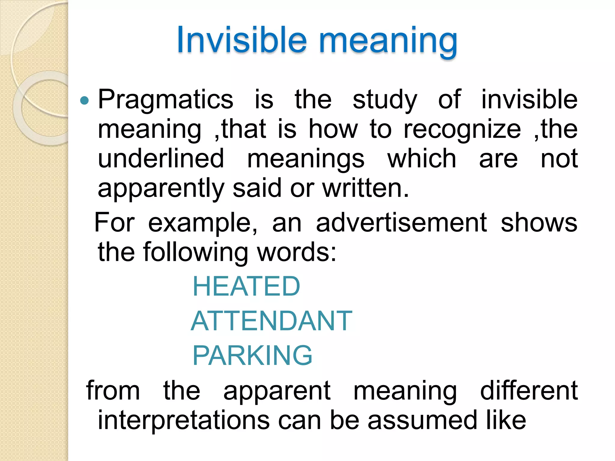 Lecture 7 semantics and Pragmatics | PPTX