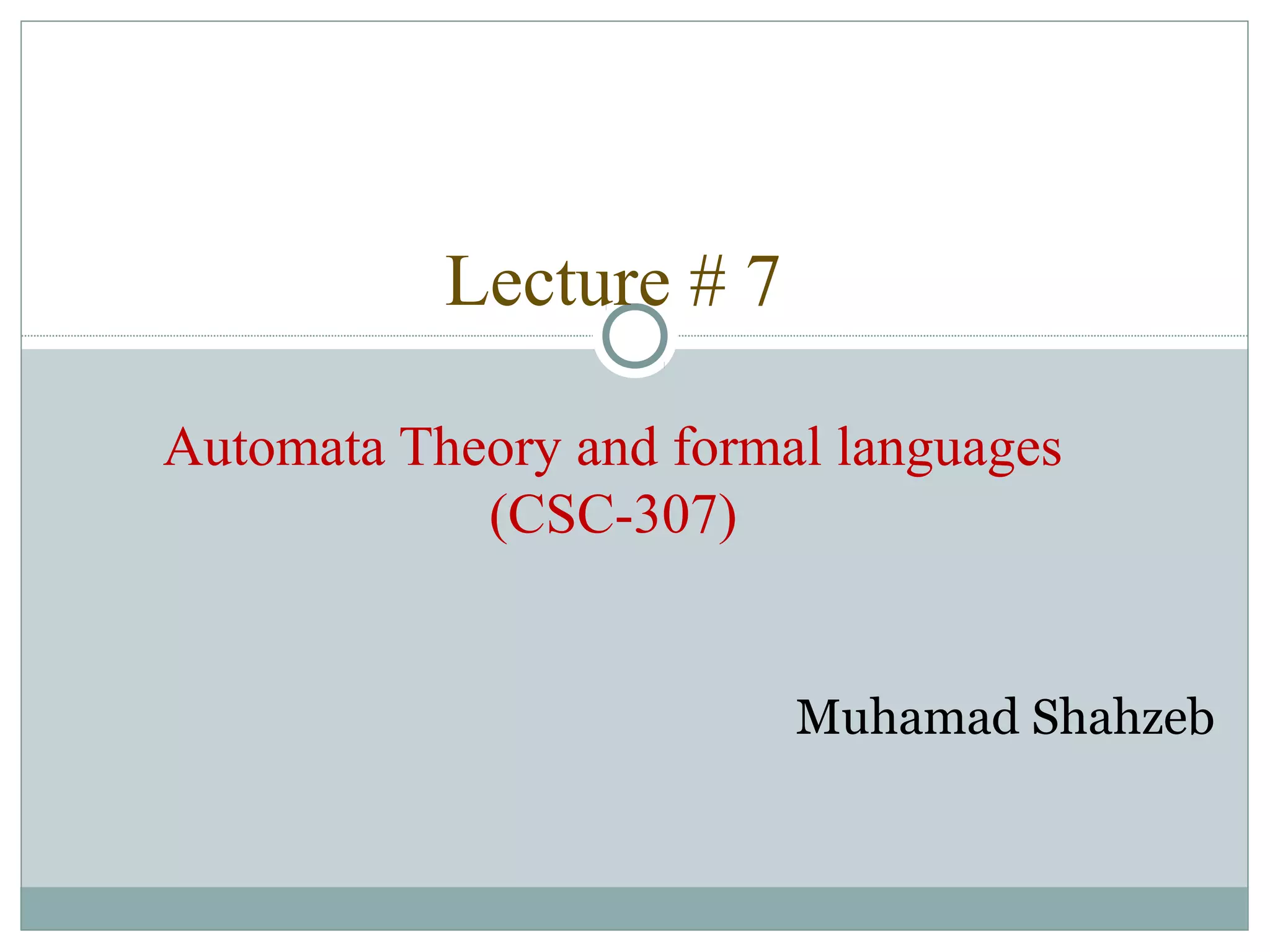 Lecture 7 | PPT