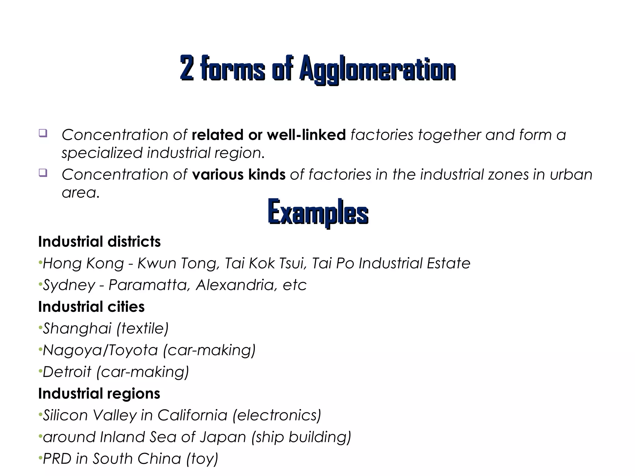 Agglomeration economies | PPT