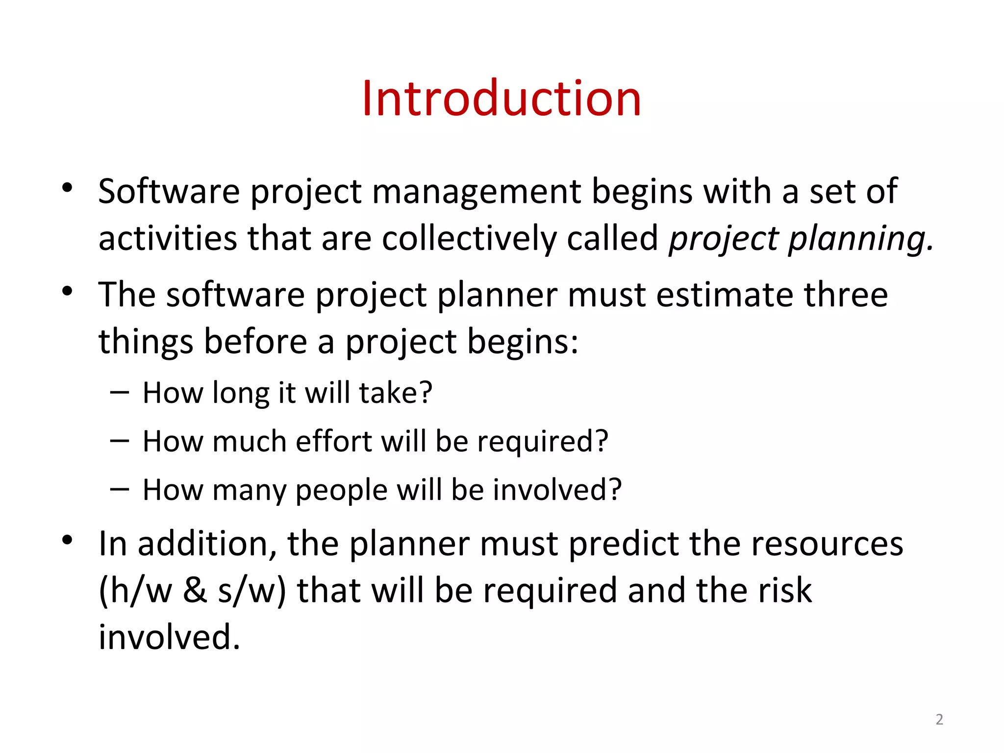 Software Engineering (Project Planning & Estimation) | PPT