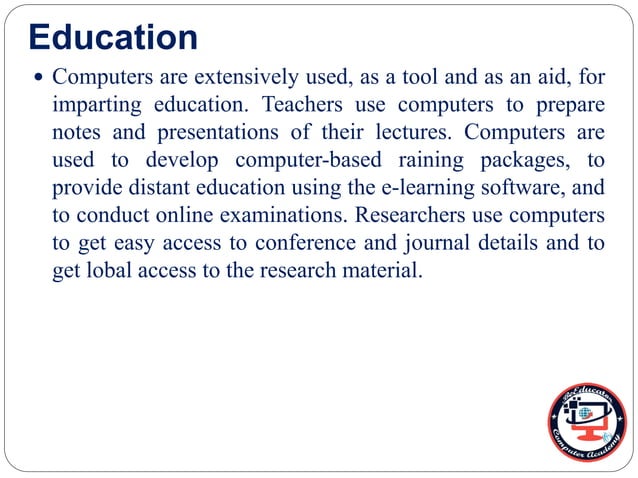 computer and their application | PPTX