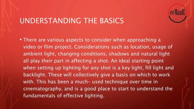 Basic functions of light in film production | Film Academy | PPTX