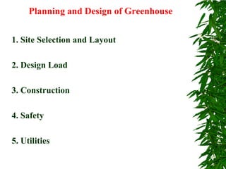 PLANNING AND DESIGN OF GREENHOUSE | PDF
