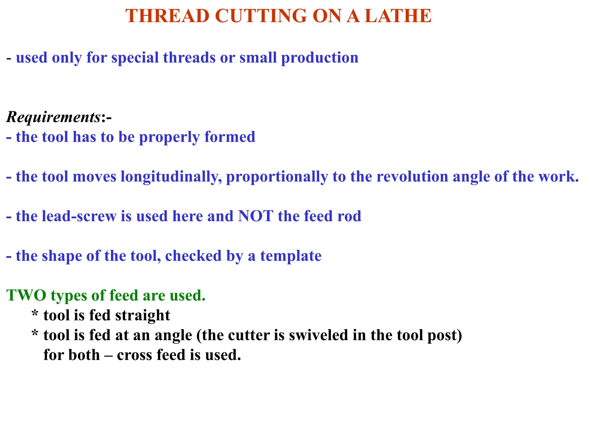 lecture7.pdf thread cutting on lathe and explaination | PDF