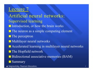 Artificial neural networks: Supervised learning | PPTX