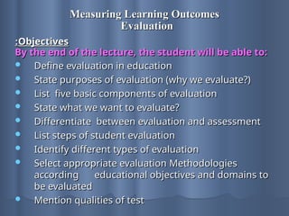 lecture 7. measuring outcomes student evaluation.ppt