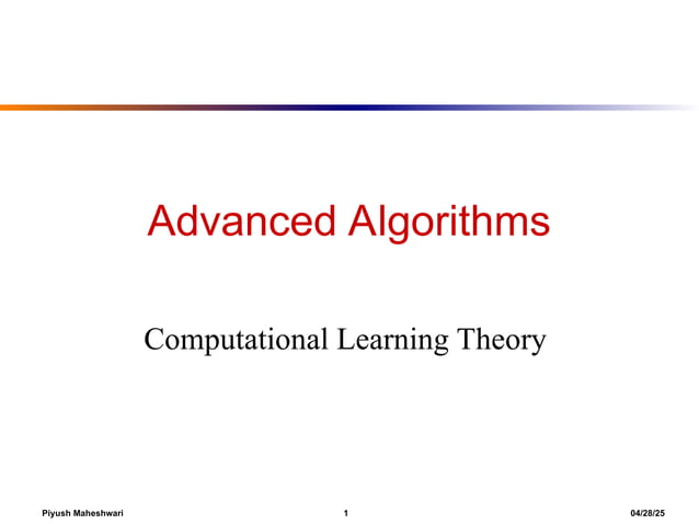 Computational Learning Theory (powerpoint) | PPT