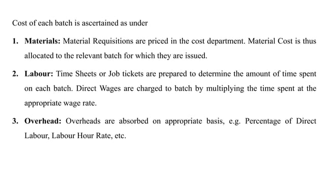 Lecture 7 - Batch Costing.pptx. with proper information about the | PPT
