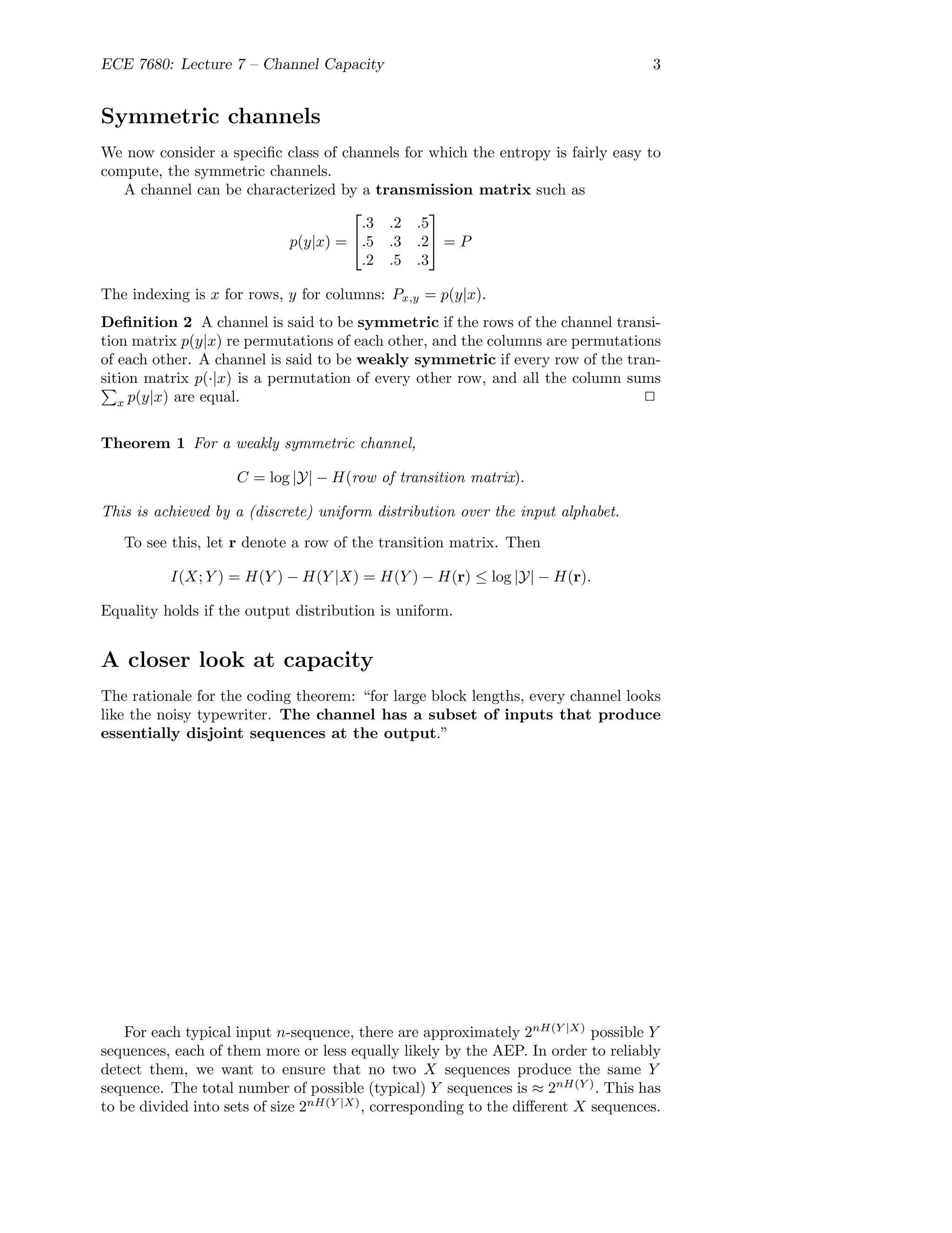 Lecture7 channel capacity | PDF