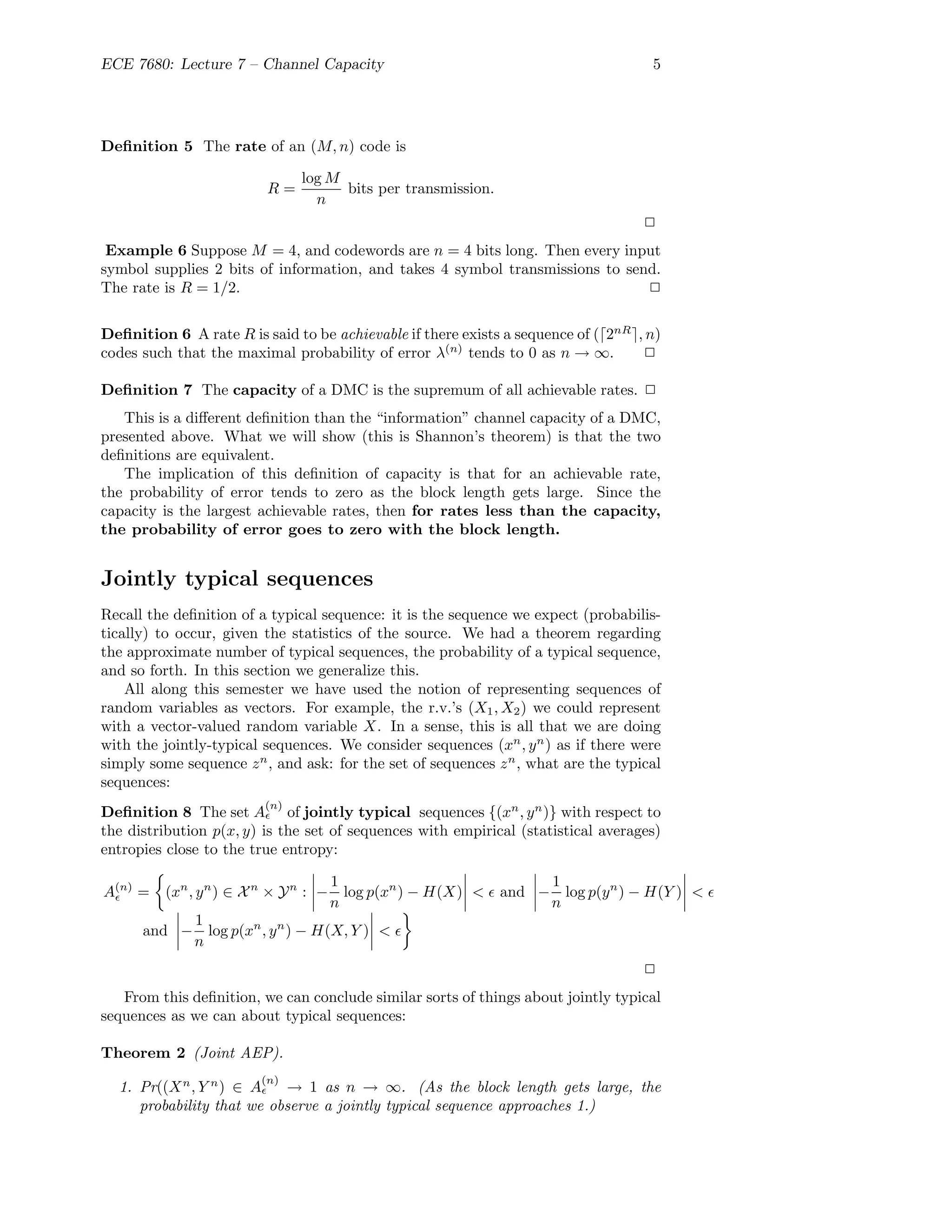 Lecture7 channel capacity | PDF