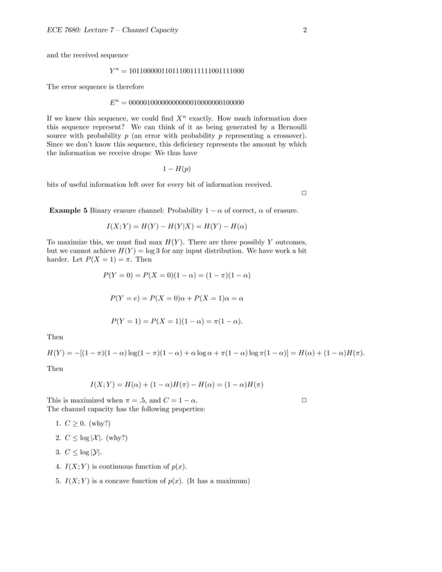 Lecture7 channel capacity | PDF