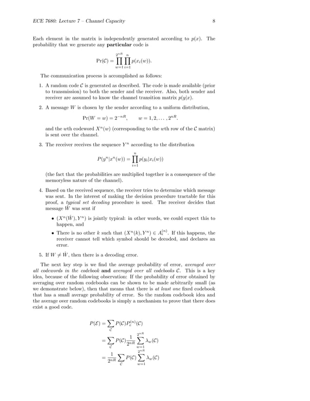 Lecture7 channel capacity | PDF