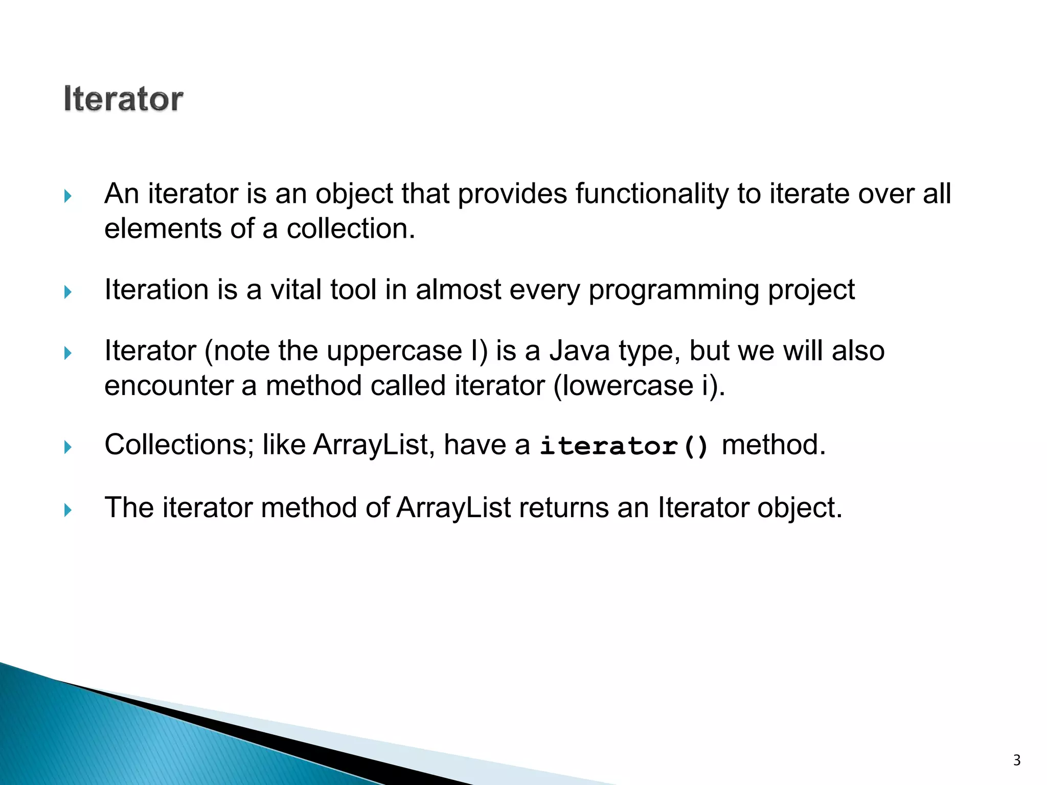Lecture 7- Iterator and for loop over arrays | PDF Lecture 7- Iterator and for loop over arrays | PDF