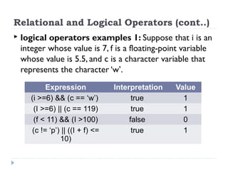 Lecture 7- Operators and Expressions | PPT
