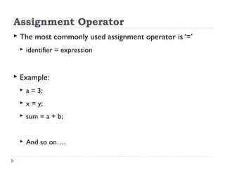 Lecture 7- Operators and Expressions | PPT