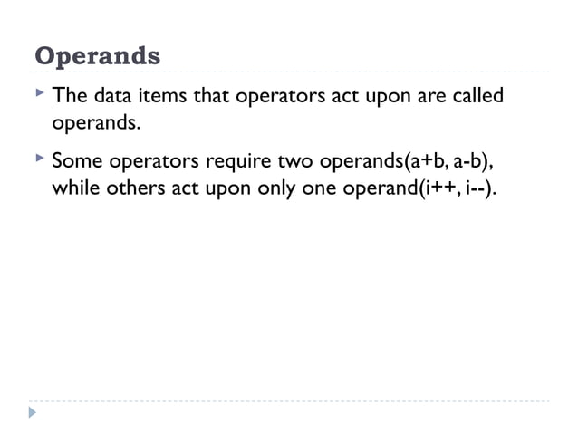 Lecture 7 Operators And Expressions Ppt