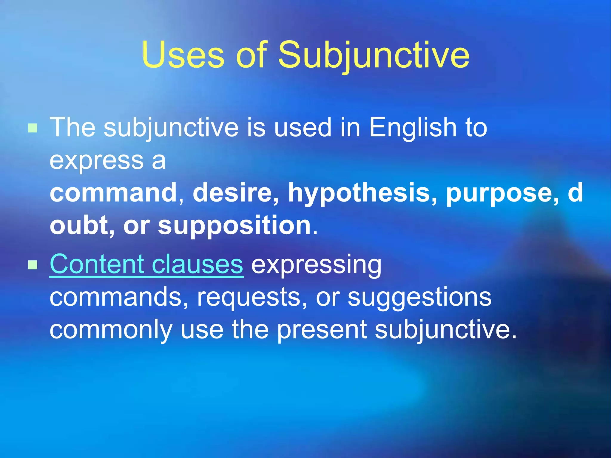 Lecture 7 subjunctive mood | PPTX