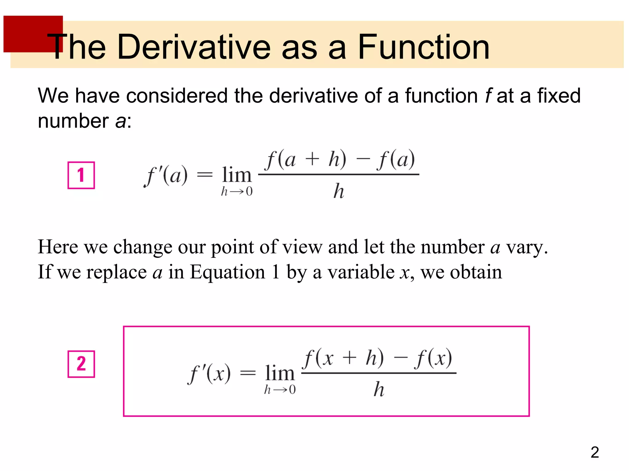 Lecture 7(b) derivative as a function | PPT | Physics | Science