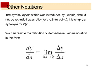 Lecture 7(b) derivative as a function | PPT | Physics | Science