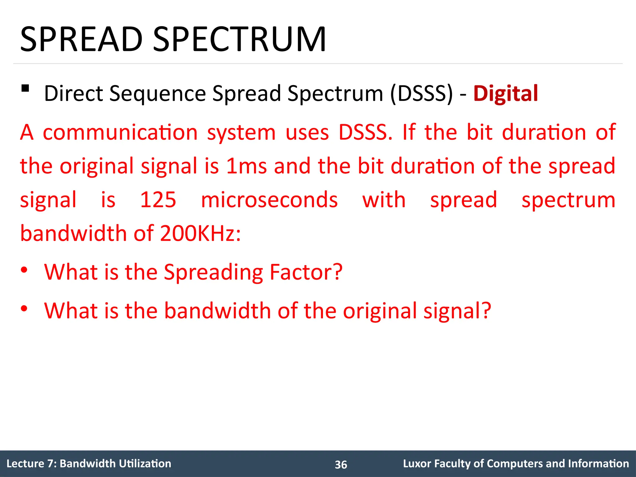 Lecture 7 Bandwidth Utilization Techniques | PPTX