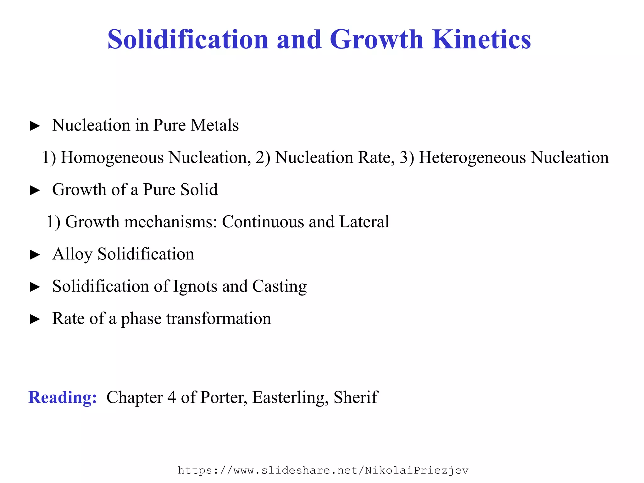 Lecture: Solidification and Growth Kinetics | PDF