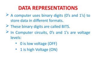 Lecture 7 Data Representation (1).pptx for computer organization and architecture | PPTX