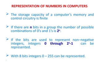 Lecture 7 Data Representation (1).pptx for computer organization and architecture | PPTX