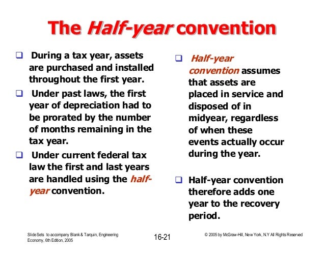 half year convention, accelerated cost recovery system deduction | TEDQBM