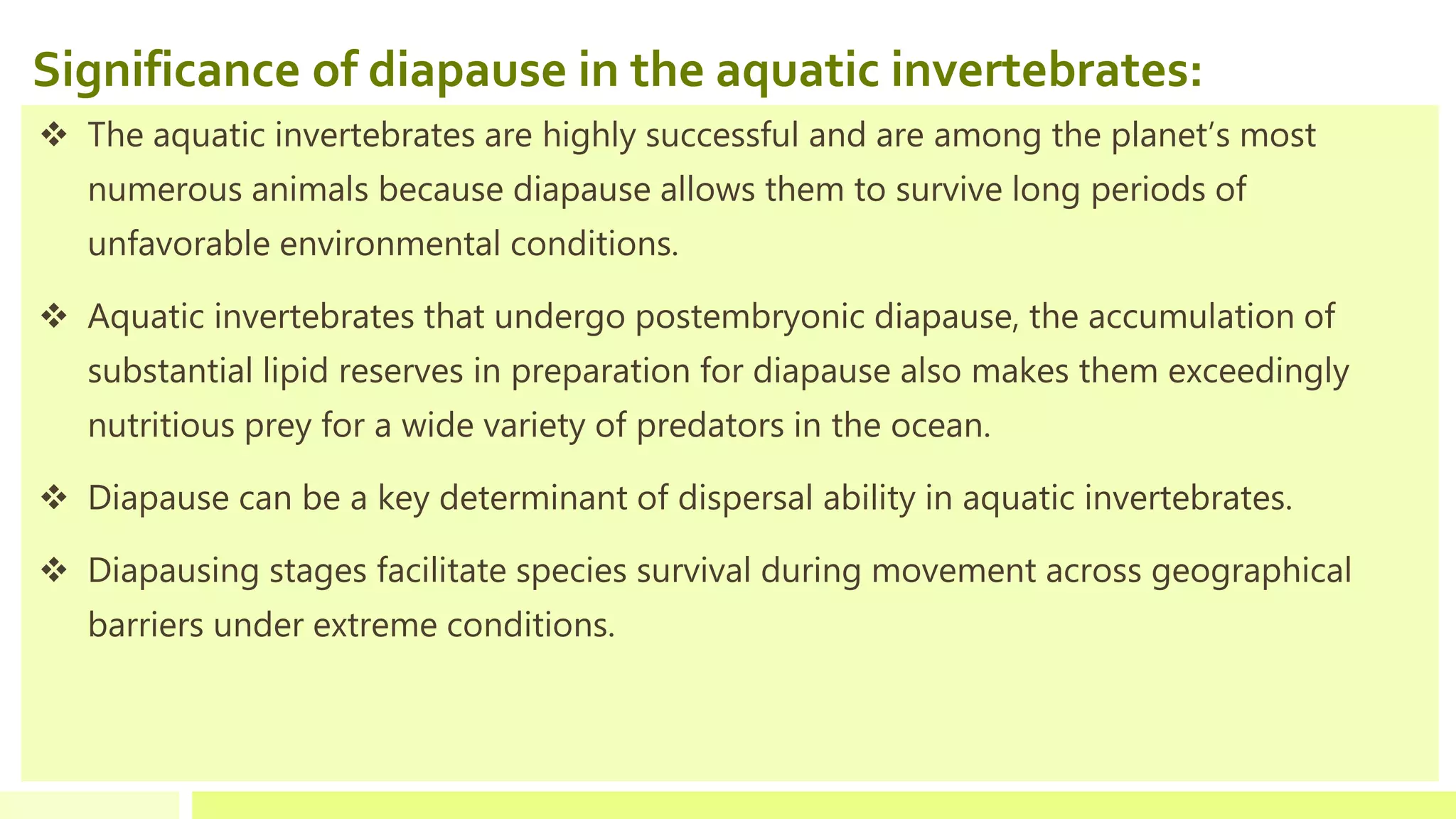 Diapause in aquatic invertebrates | PPTX
