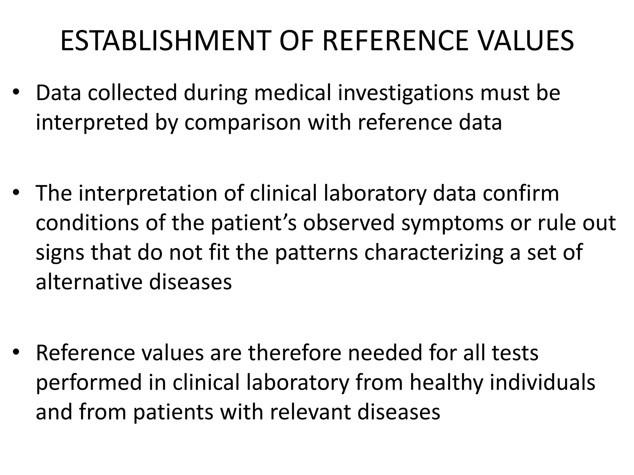 Lecture , establishing_and_use_of_reference_values | PPTX | Medical ...