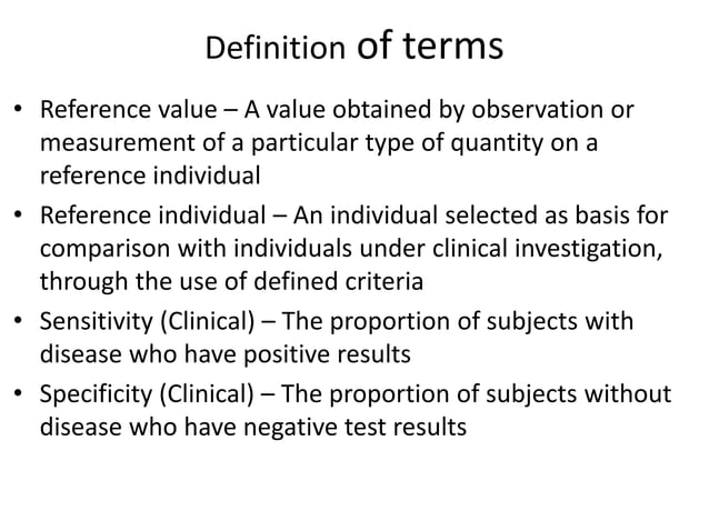 Lecture , establishing_and_use_of_reference_values | PPT