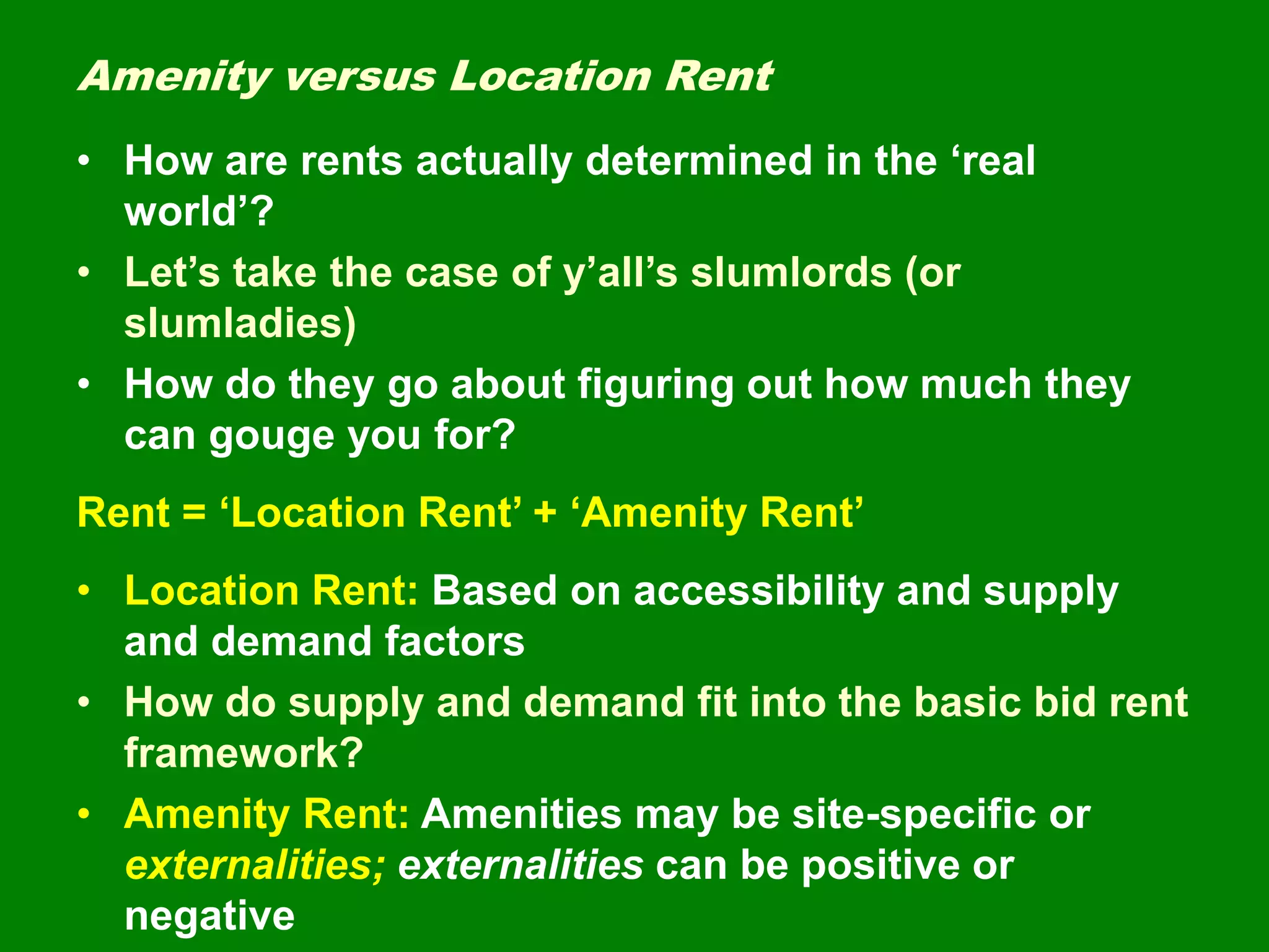 Urban Rent and Land Use Theory | PPT