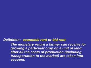 Urban Rent and Land Use Theory | PPT | Agriculture | Industries