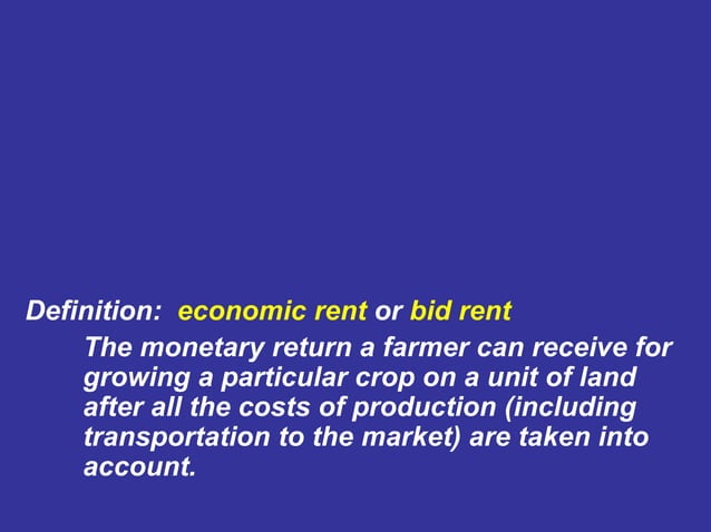 Urban Rent and Land Use Theory | PPT | Agriculture | Industries