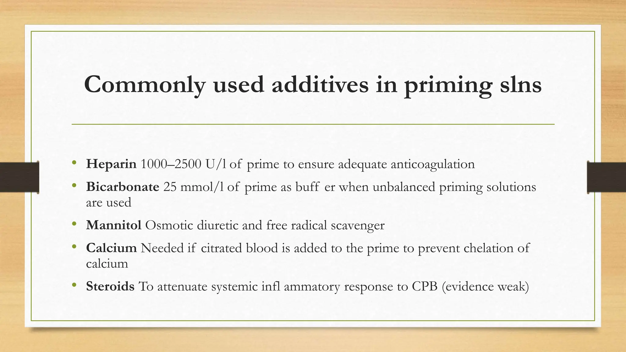 Priming solutions in cardiac perfusion during pulmonary bypass | PPTX