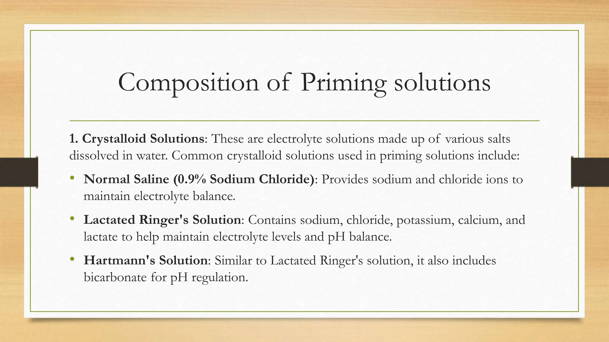 Priming solutions in cardiac perfusion during pulmonary bypass | PPTX